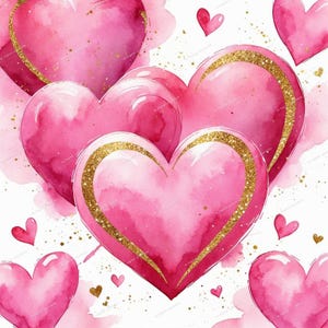 16 Cute Heart Clipart | Valentine’s Day Designs | Digital Watercolor ...