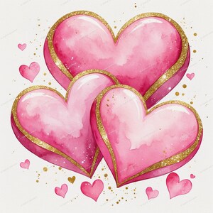 16 Cute Heart Clipart | Valentine’s Day Designs | Digital Watercolor ...