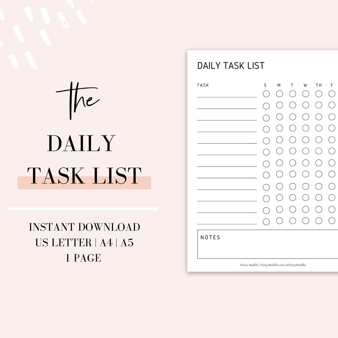 Daily Task List to Do List Printable to Help Stay Organize - Etsy