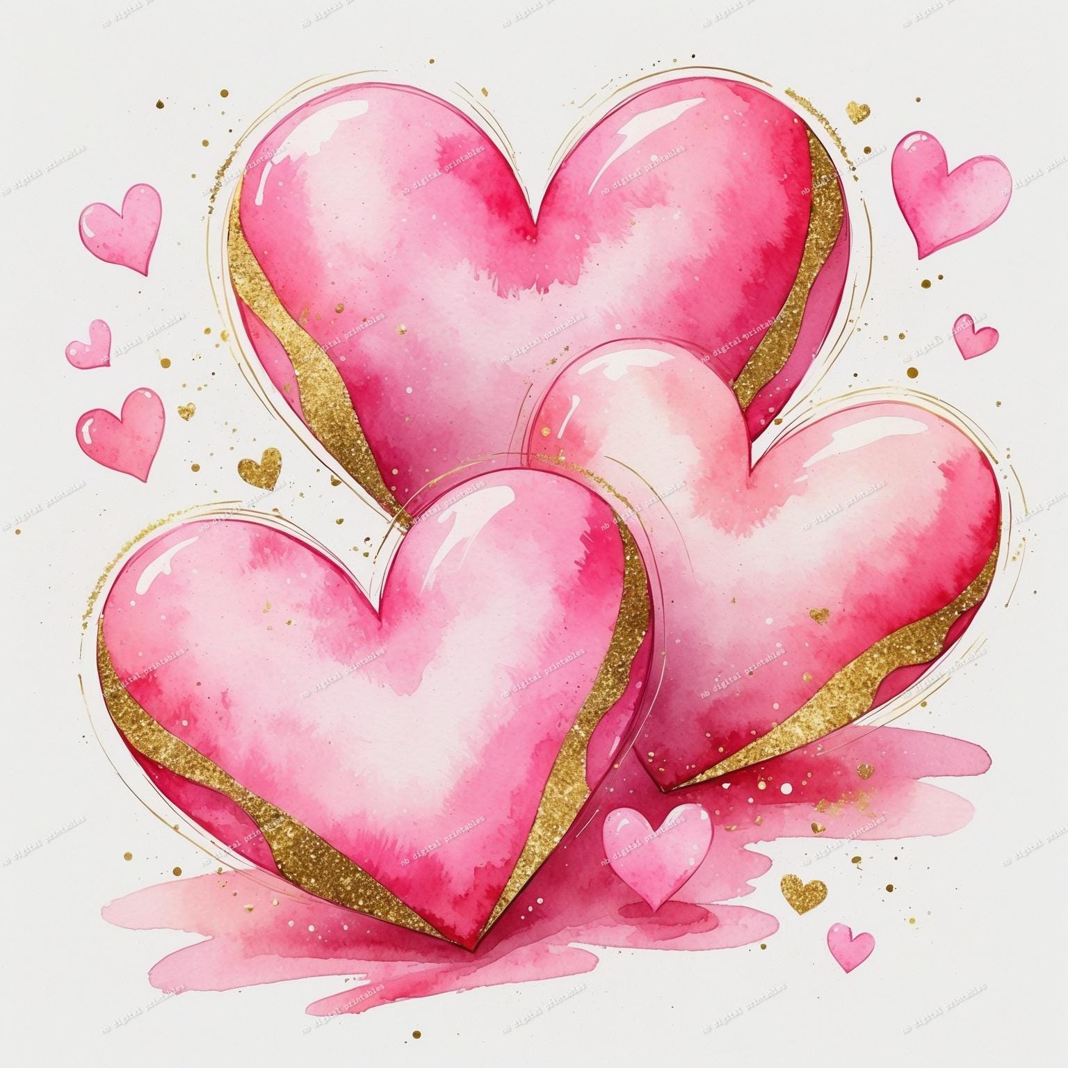 16 Cute Heart Clipart | Valentine’s Day Designs | Digital Watercolor ...
