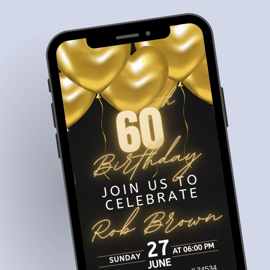60th Birthday Invite 60th Birthday Digital Invite, 60th Birthday Gift ...