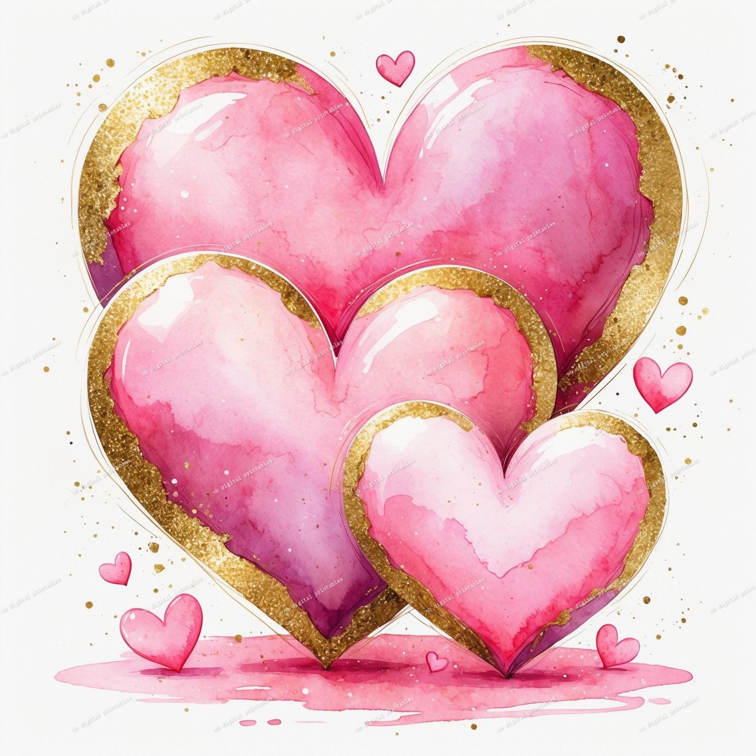 16 Cute Heart Clipart | Valentine’s Day Designs | Digital Watercolor ...