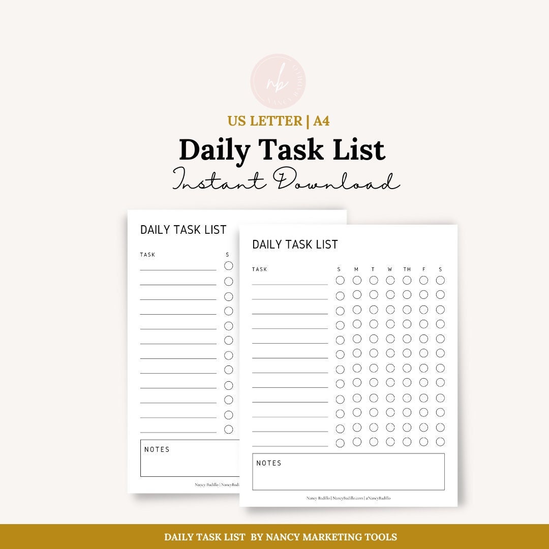 Daily Task List, to Do List Printable to Help Stay Organize, Get Yours ...