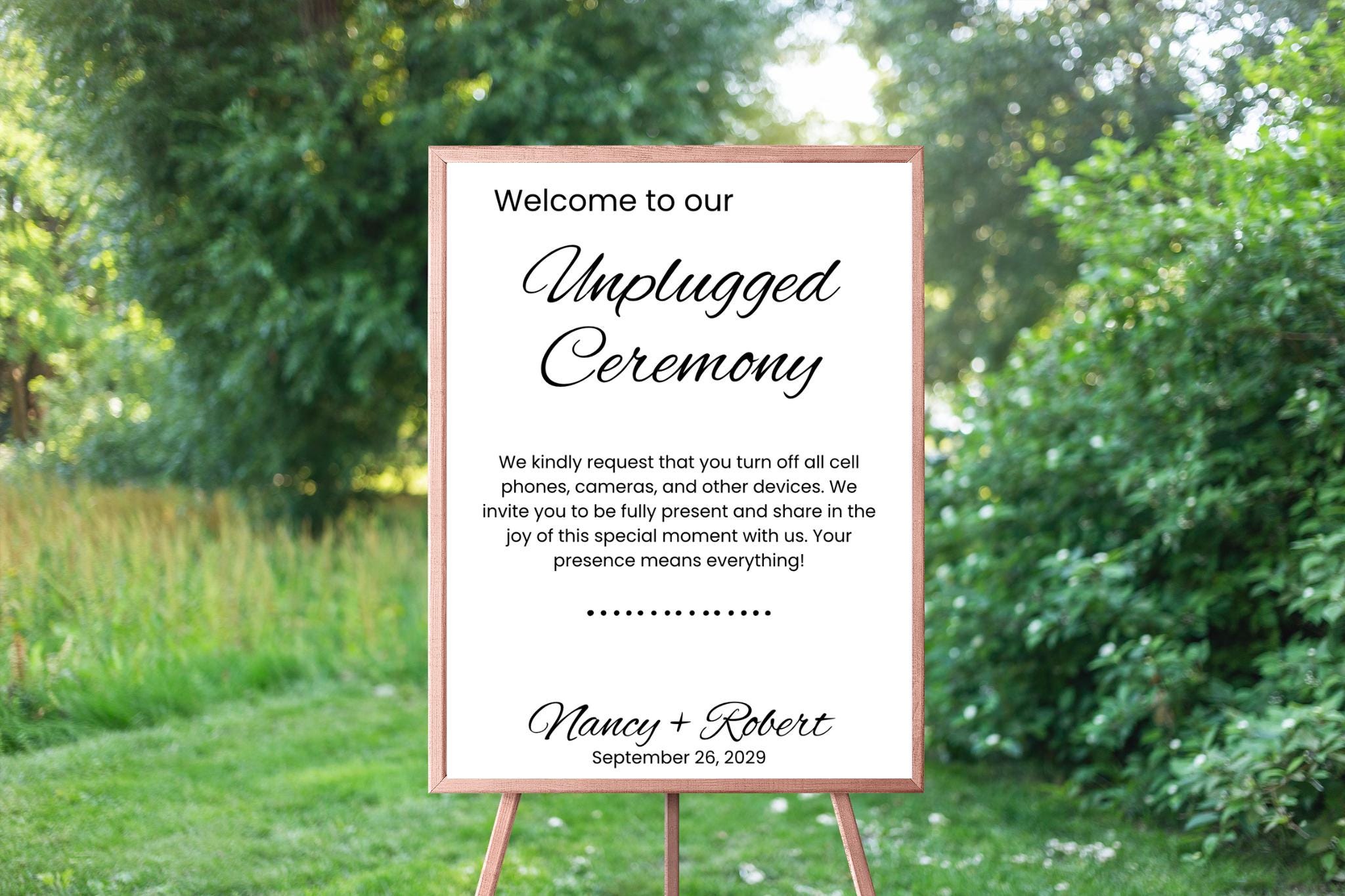 Unplugged Ceremony Sign Template Modern Unplugged Wedding Sign Wedding ...