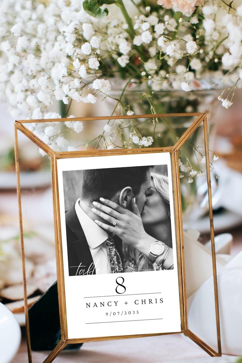 Wedding Table Numbers, Printable Photo Table Numbers, Editable Table ...
