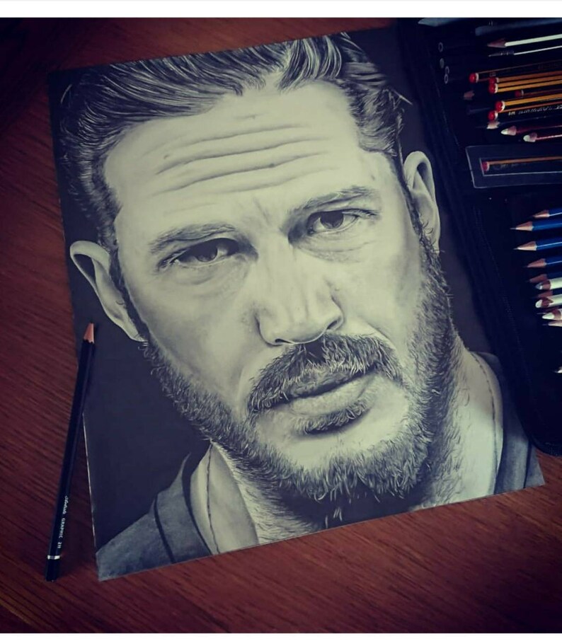 Original Tom Hardy Portrait Drawing - Etsy