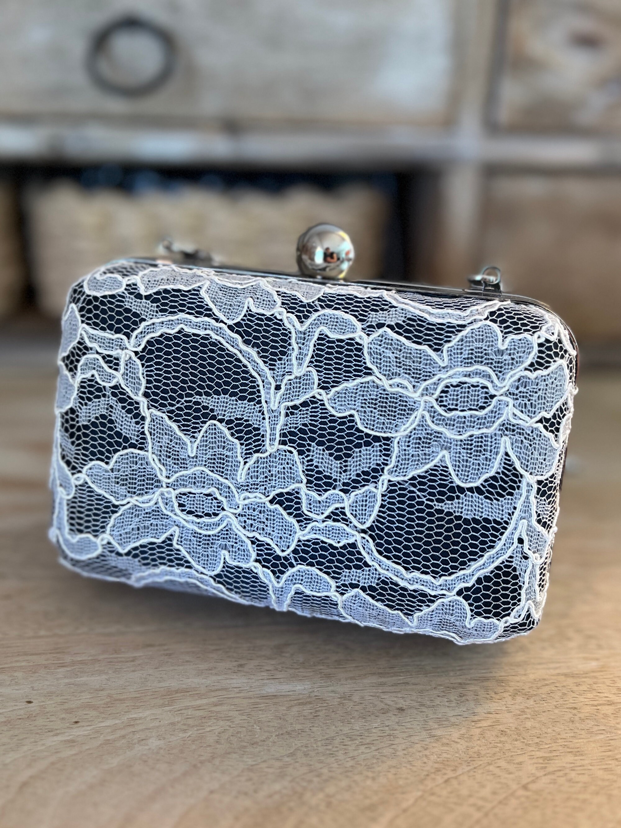 Evening Bag Blue With Ivory Lace - Etsy
