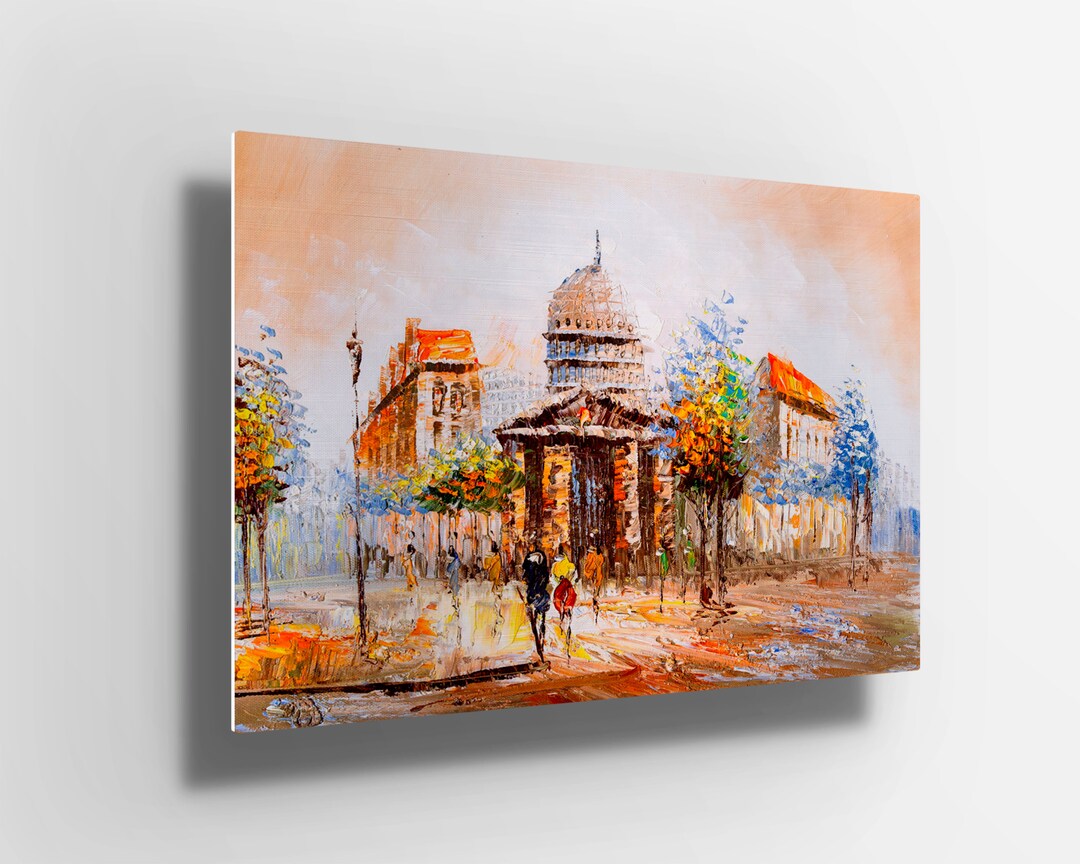 Abstract Oil Painting City Scene Metal Poster Aluminium Print Wall Art ...