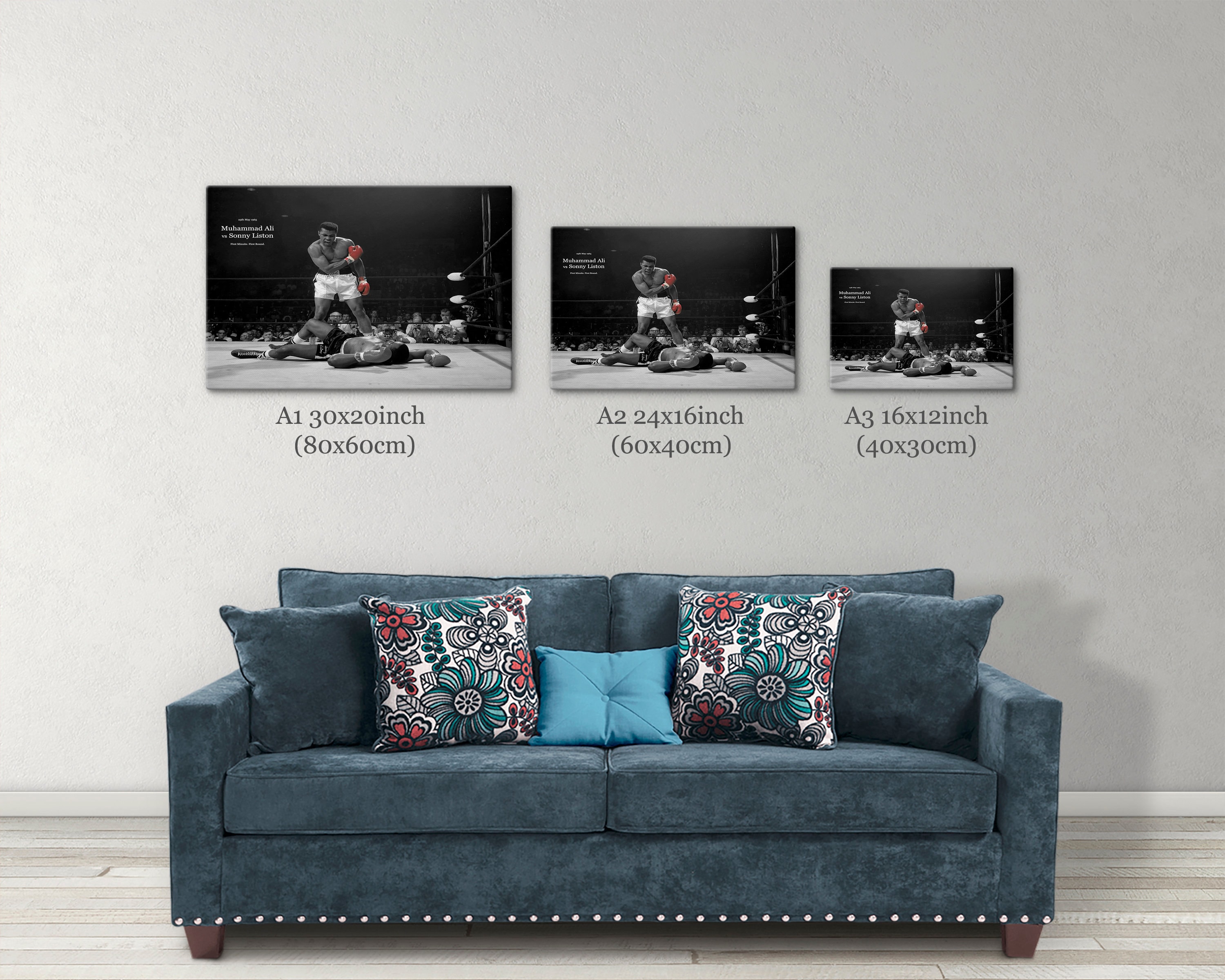 Muhammad Ali Sonny Liston First Minute First Round Framed Canvas Print ...