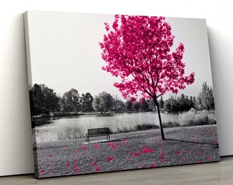 Pink Tree Canvas | Etsy