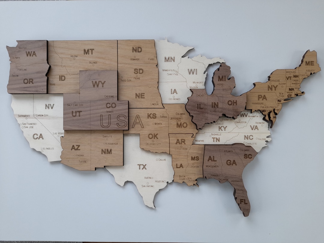 3D Wooden Map of USA, United States Wooden Map, USA Map Gift, American ...