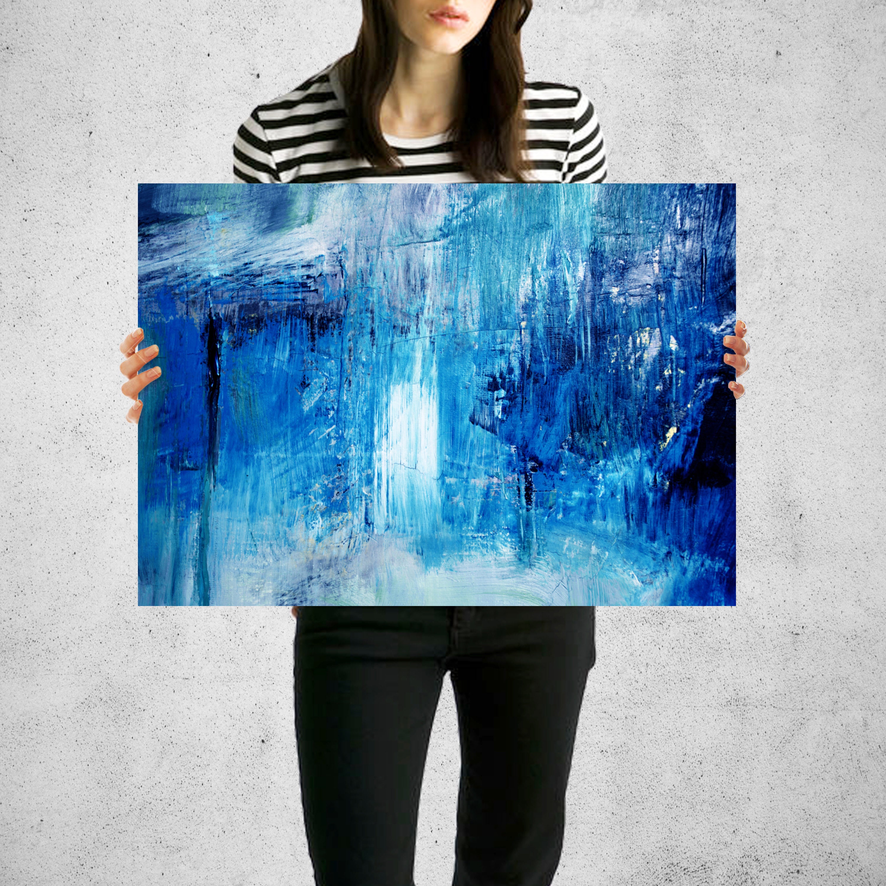 Abstract Blue Streaks Painting Scene Home Decor Nature Framed - Etsy UK