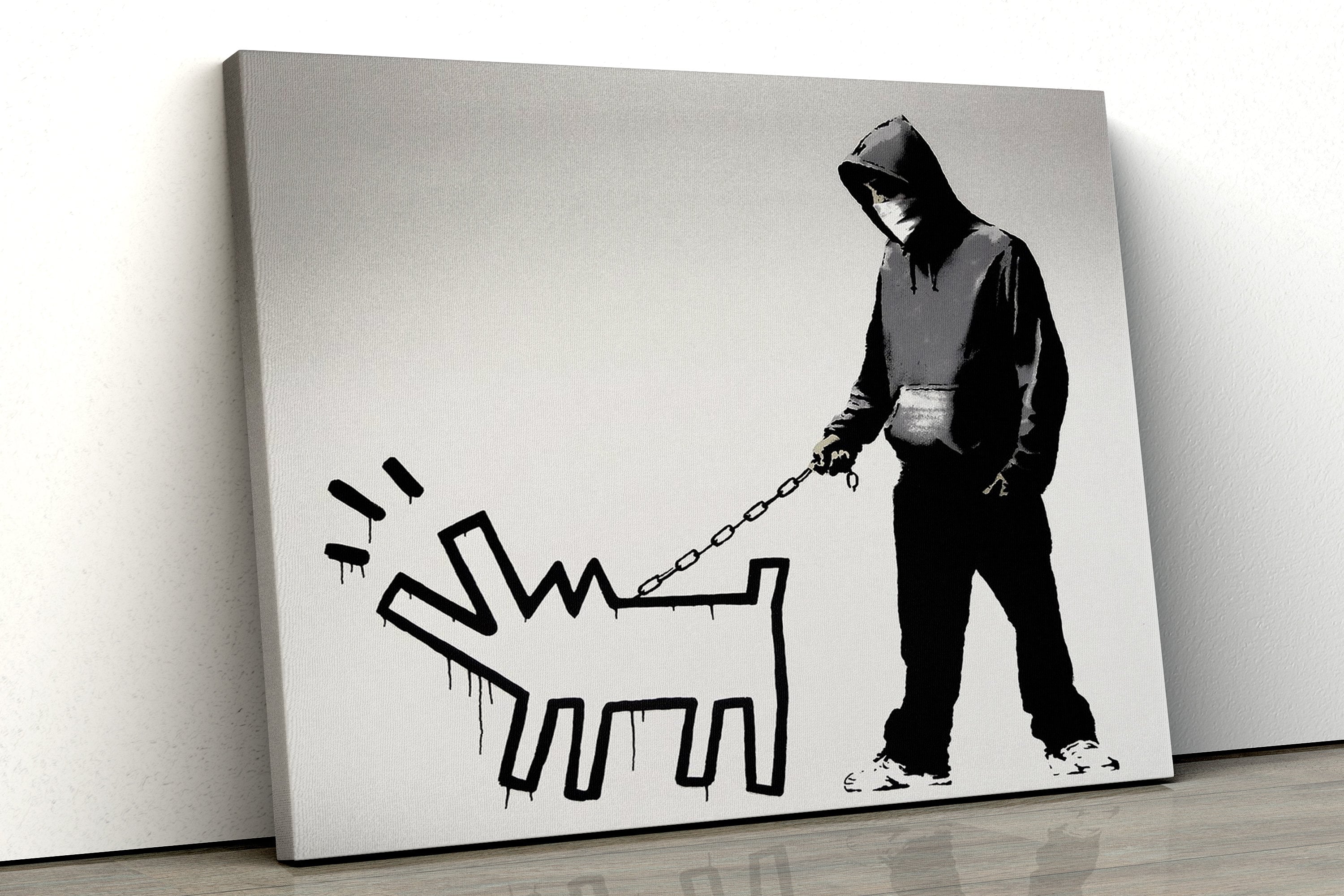 Banksy Dog Bark Black and White Canvas Famous Wall Art Print Various ...
