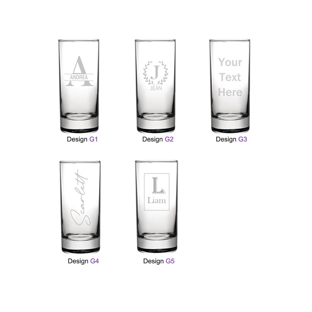 Personalised Tall High Ball Glass Engraved Custom Text on Glassware ...