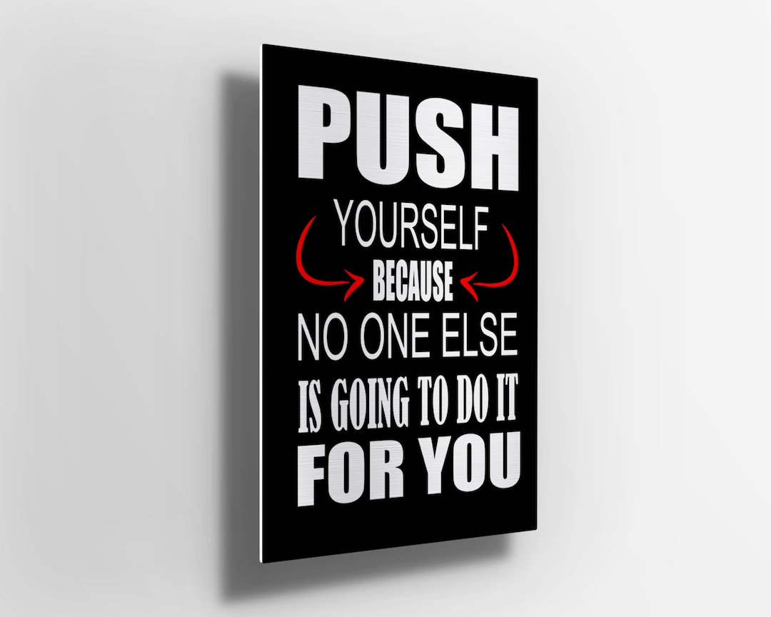 Push Yourself Motivational Exercise Fitness Workout Gym Metal Poster ...