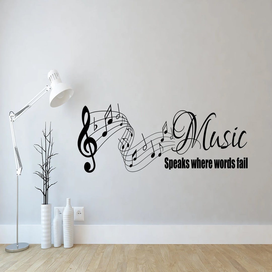 Music Notes Speaks Where Words Fail Wall Art Quote Wall - Etsy