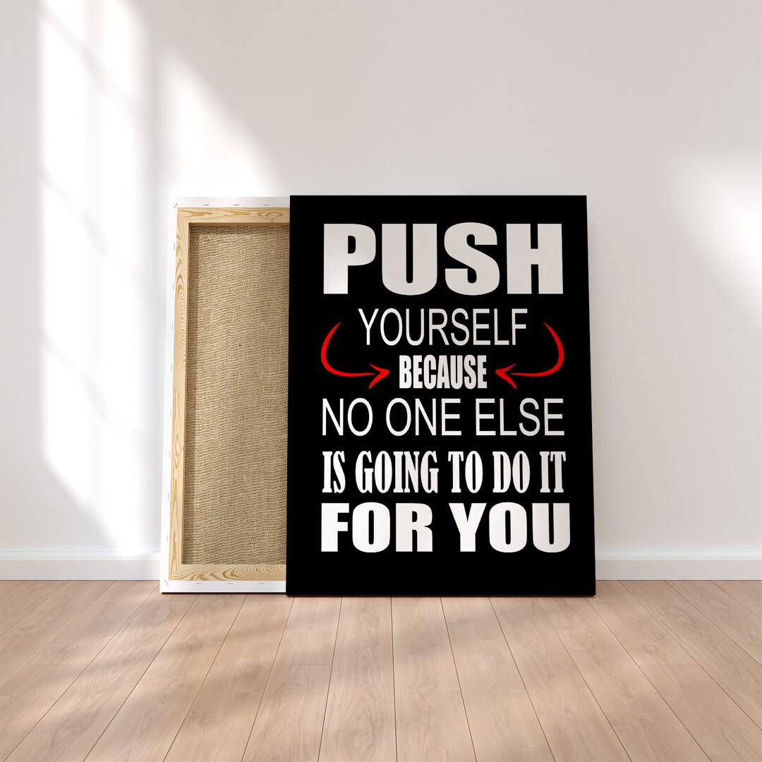 Push Yourself Motivational Exercise Fitness Workout Gym Decor Framed ...
