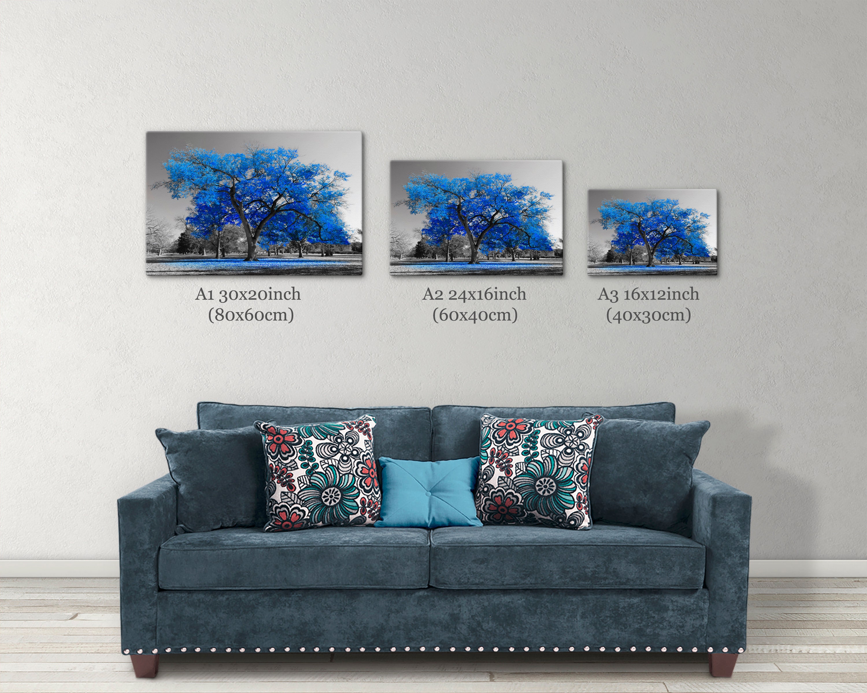 Blue Black and White Tree Forest Park Nature Metal Poster - Etsy UK