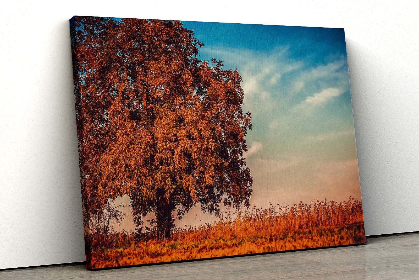 Large Walnut Tree in Field Home Decor Framed Canvas Nature Print Wall ...