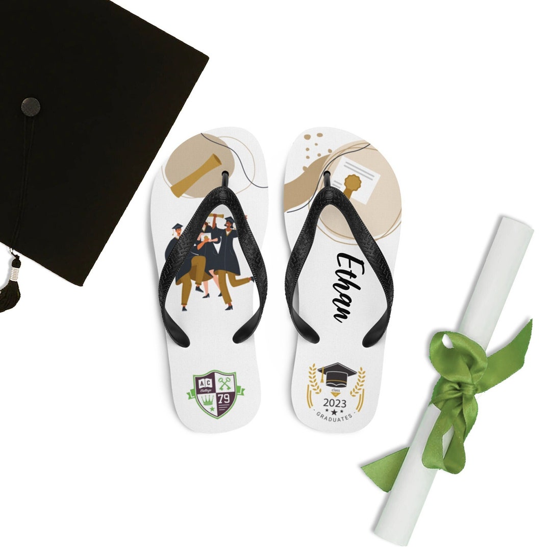 Custom Graduation Flip Flops / Personalized Gift for Graduate and ...