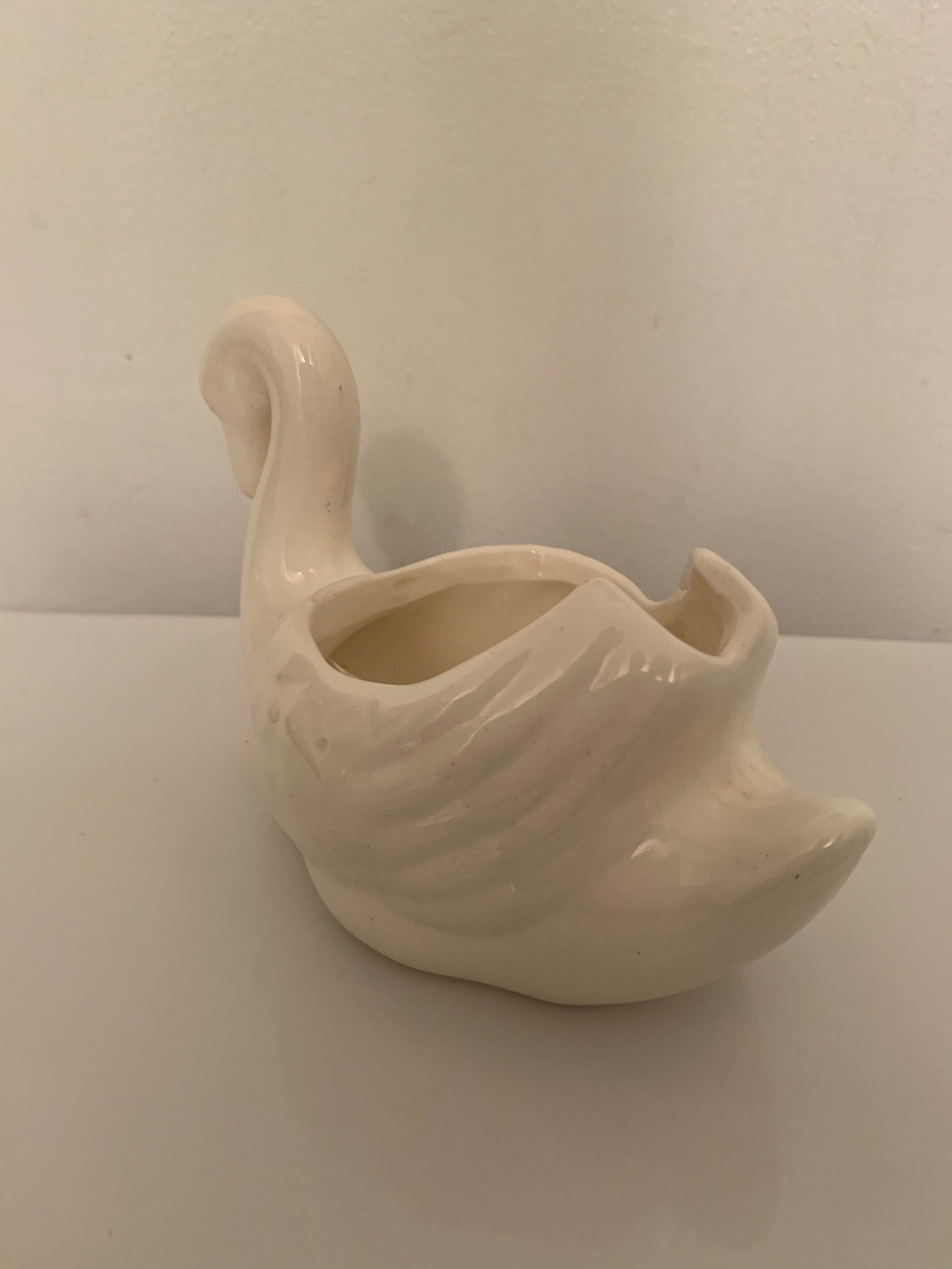 Vintage White Ceramic Swan - Etsy