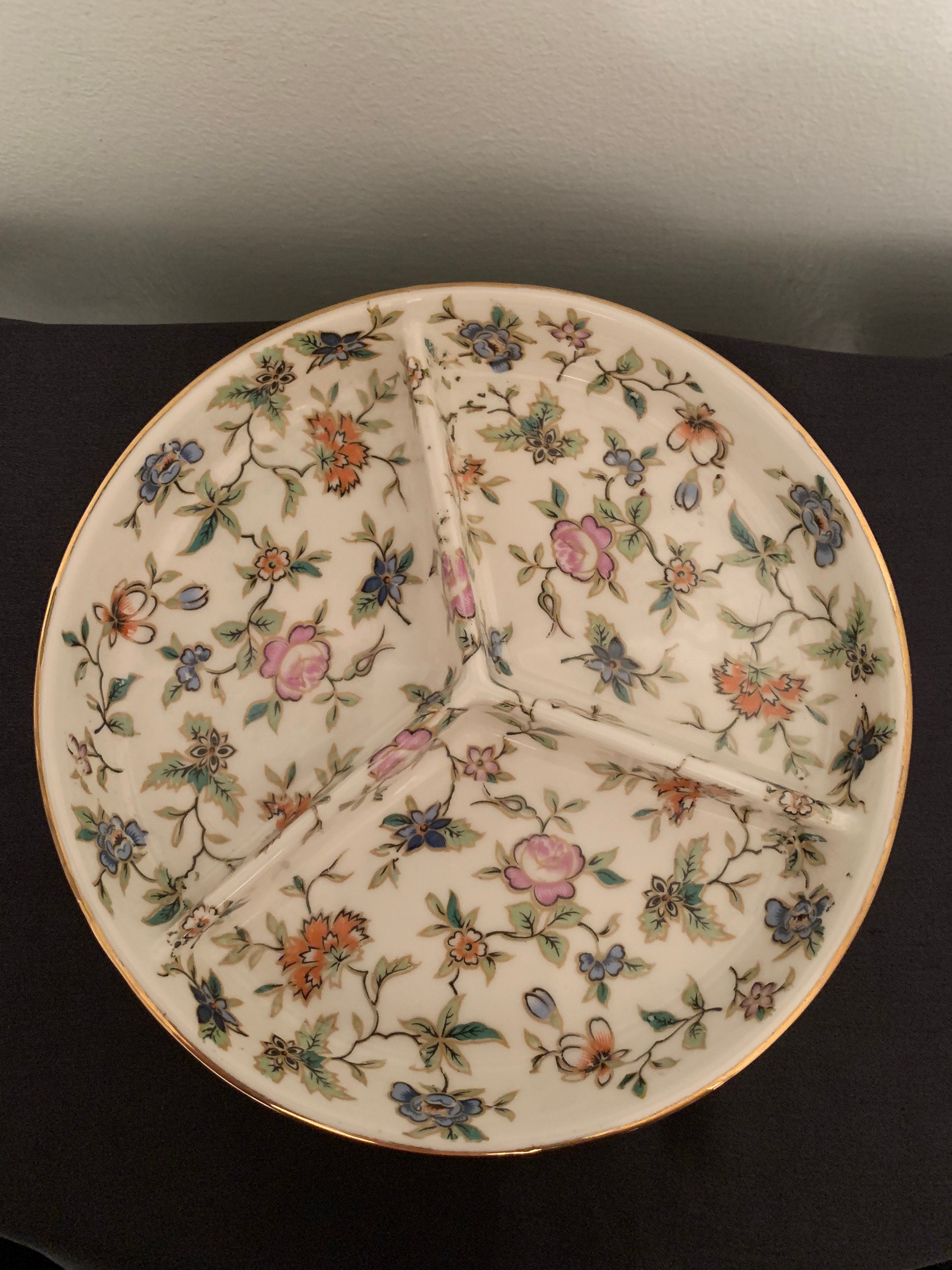 Round Vintage Three Section Dish Made in Japan - Etsy