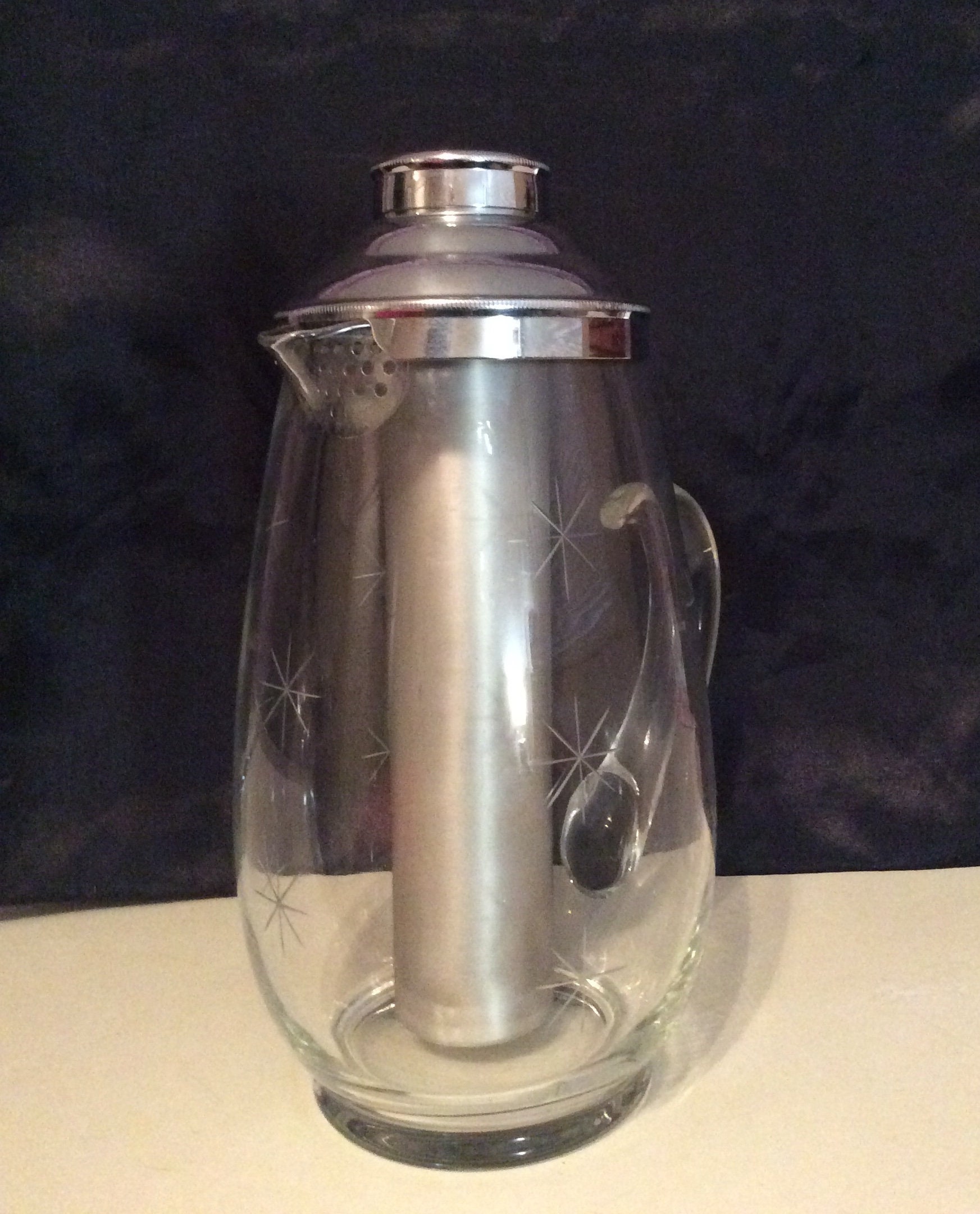 Vintage MCM Clear Glass Pitcher | Etsy