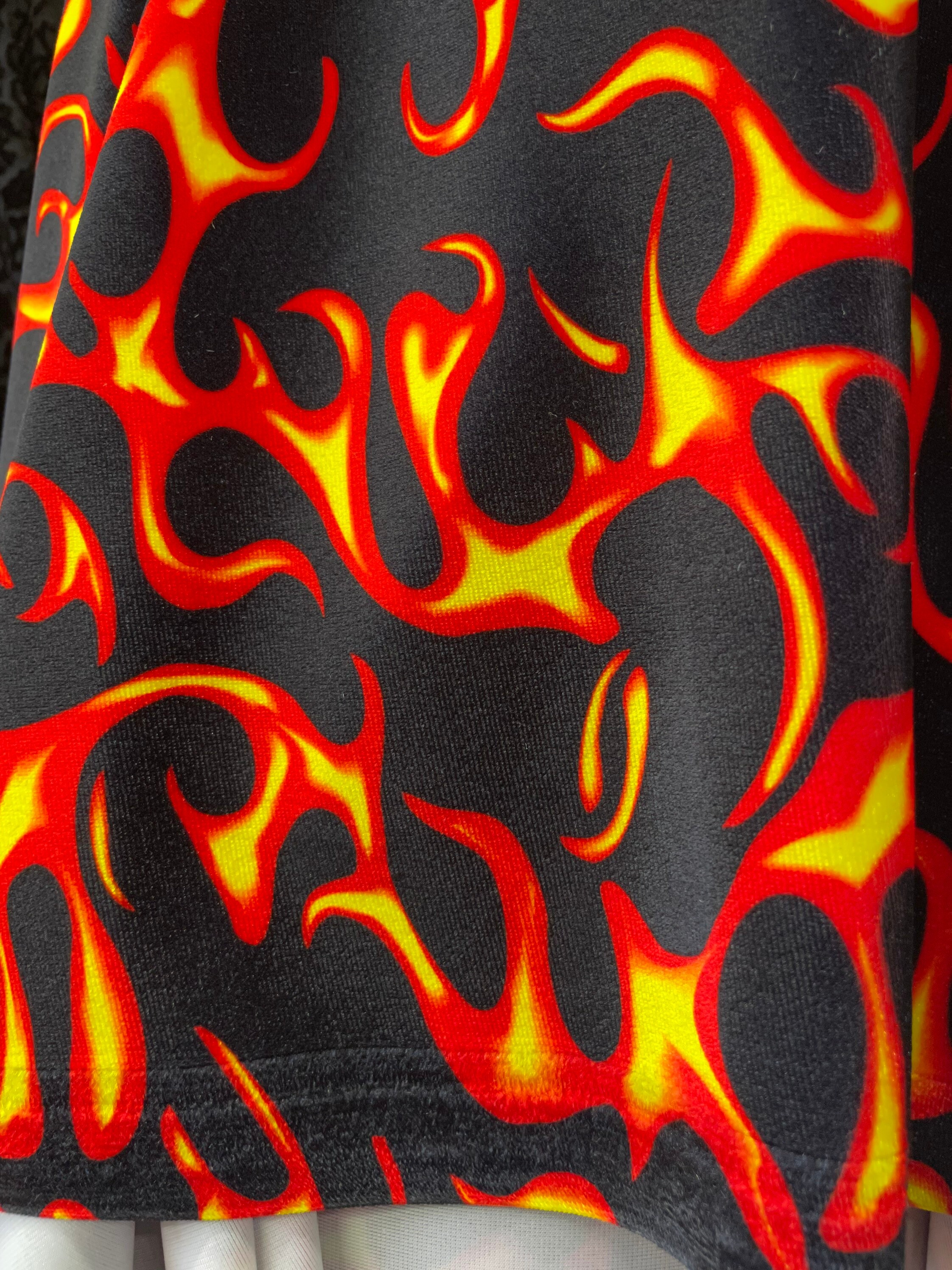 New Velvet Fabric Flames Print on Velvet 4-way Stretch Sold by Yard ...