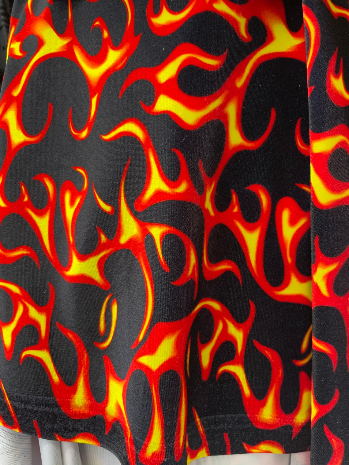 New Velvet Fabric Flames Print on Velvet 4-way Stretch Sold by Yard ...