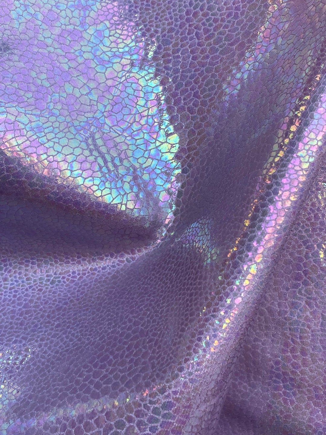 New Lilac Illusion Iridescent Reptile Scales 4 Way Stretch Nylon ...