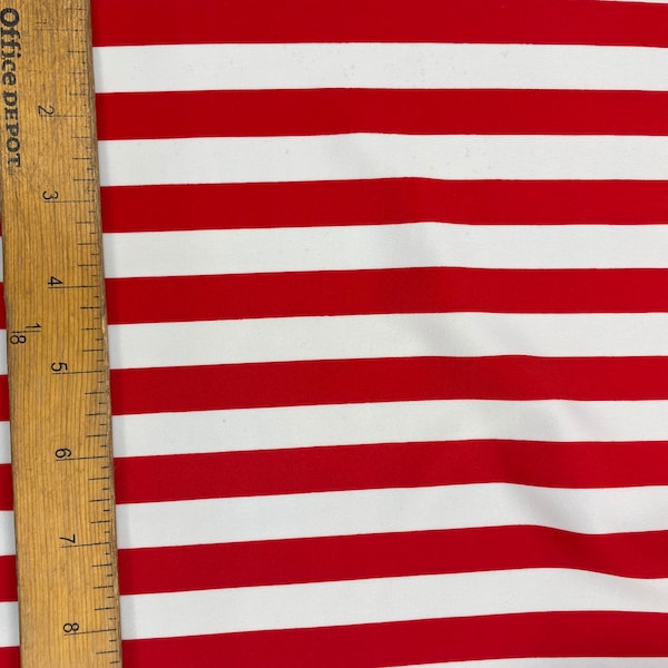 Stretch Red and White Stripe Fabric - Etsy