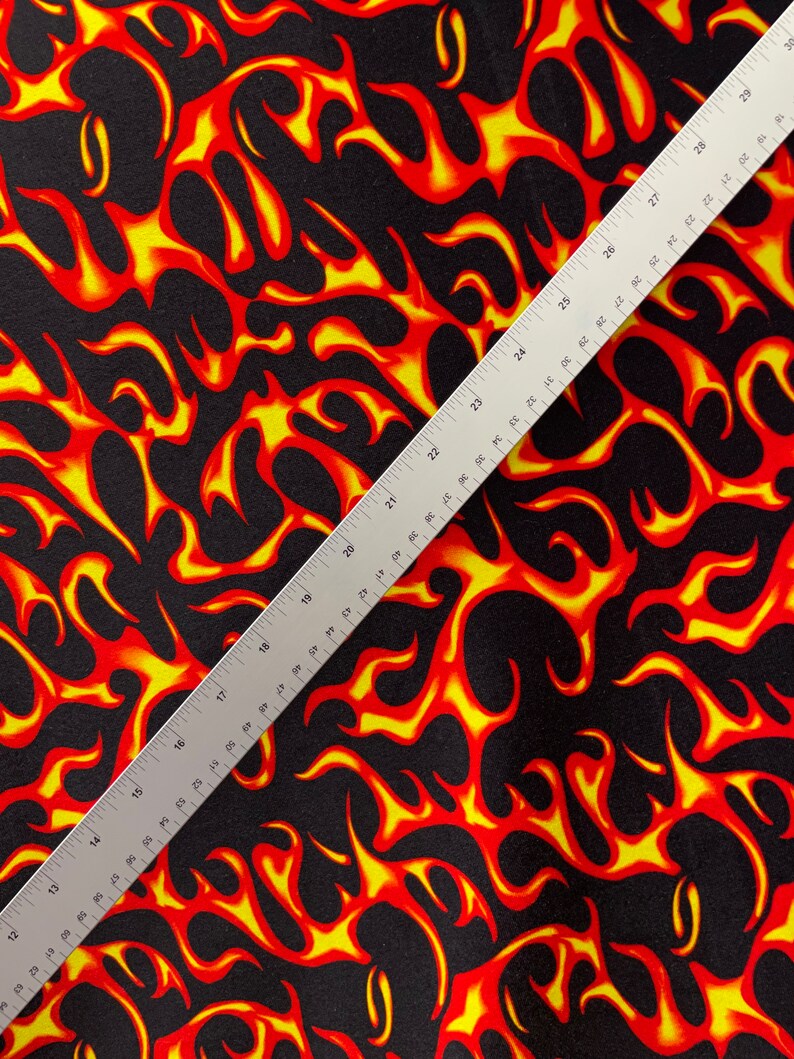 New Velvet Fabric Flames Print on Velvet 4-way Stretch Sold by Yard ...