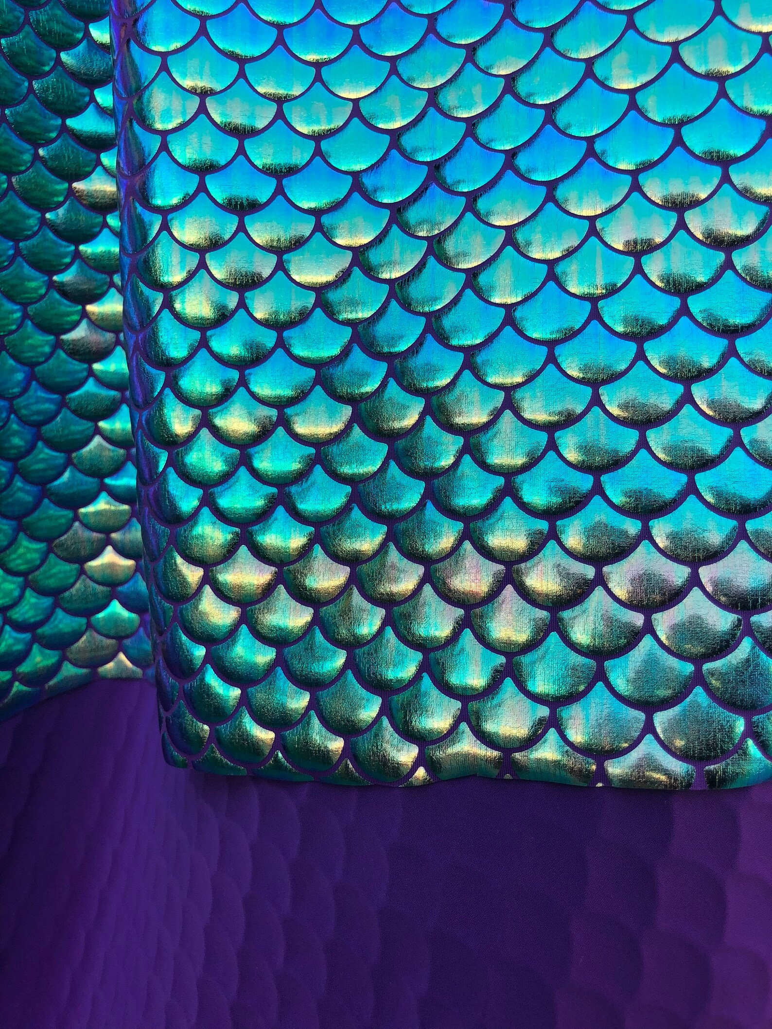 New Iridescent Fish Mermaid Scale Fabric on Purple Spandex | Etsy
