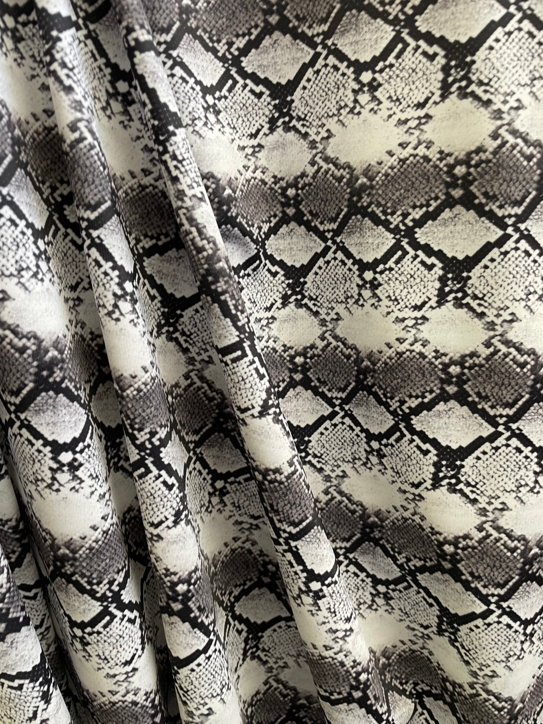 Snake Print Fabric 4 Way Stretch Fabric. Black and White Snake Print ...