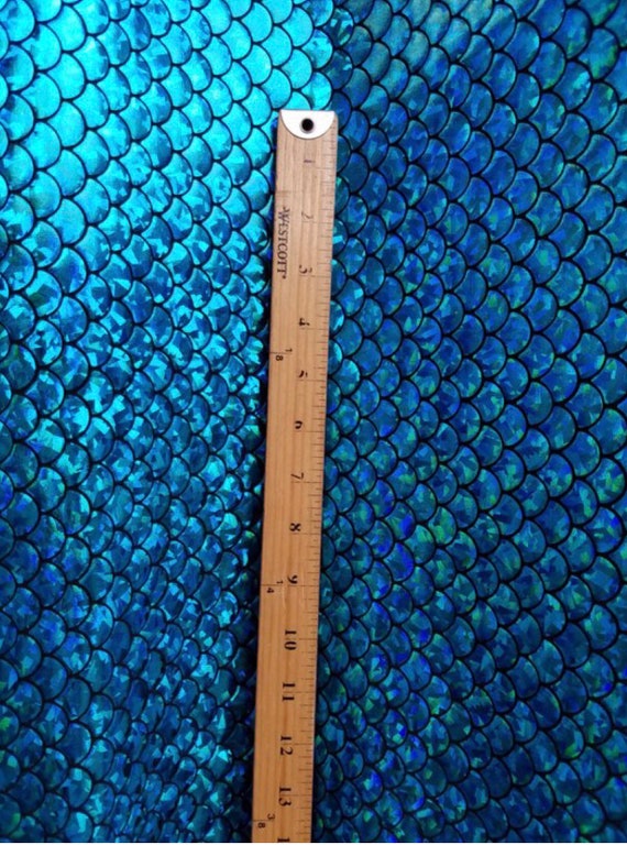 Blue Foil Hologram Fish Mermaid Scales Fabric on Black | Etsy