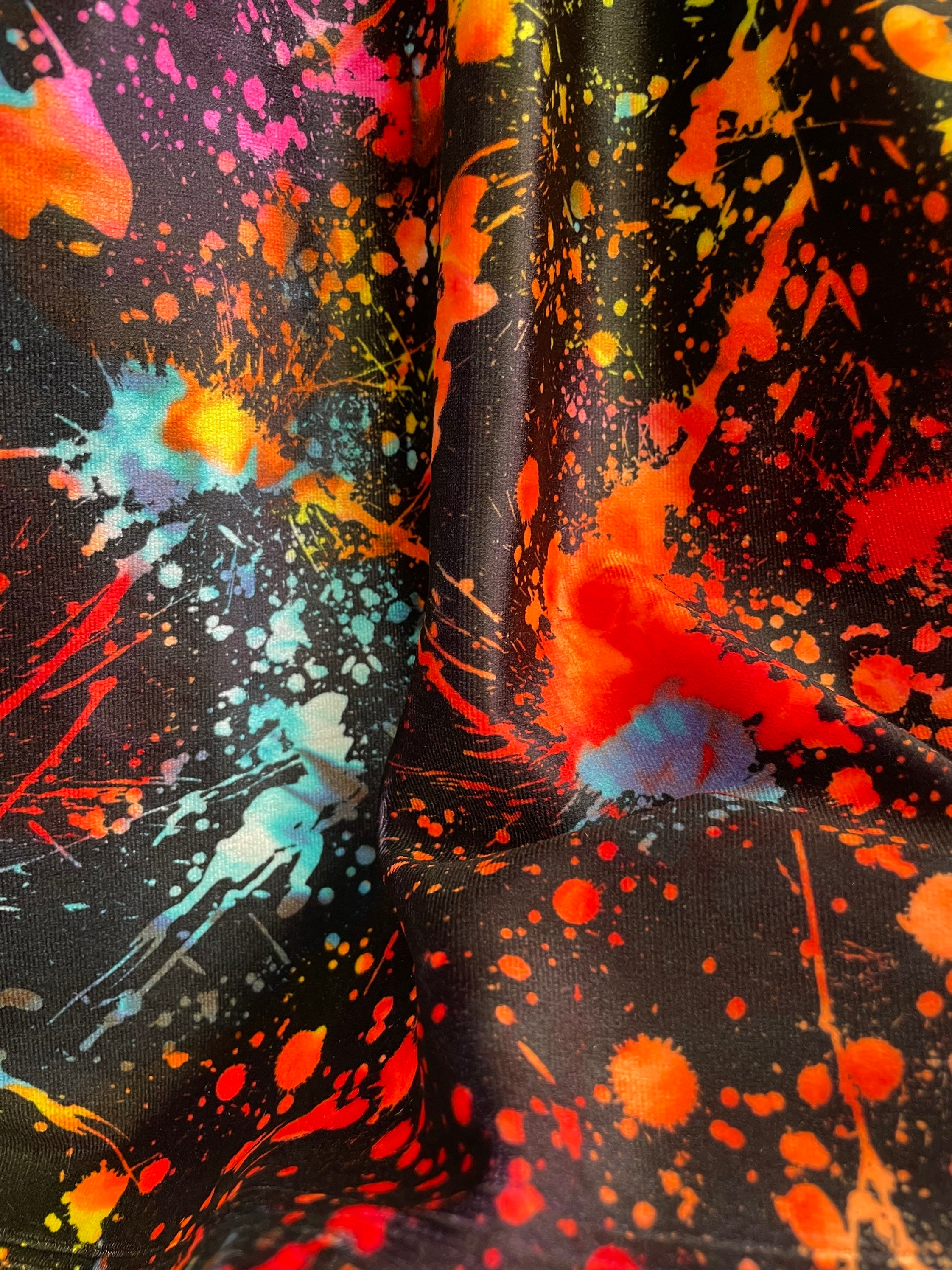New Velvet Fabric Splatter Paint Print on Velvet 4-way Stretch - Etsy