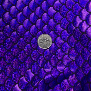 Purple Foil Hologram Fish Mermaid Scales Fabric on Black Spandex ...
