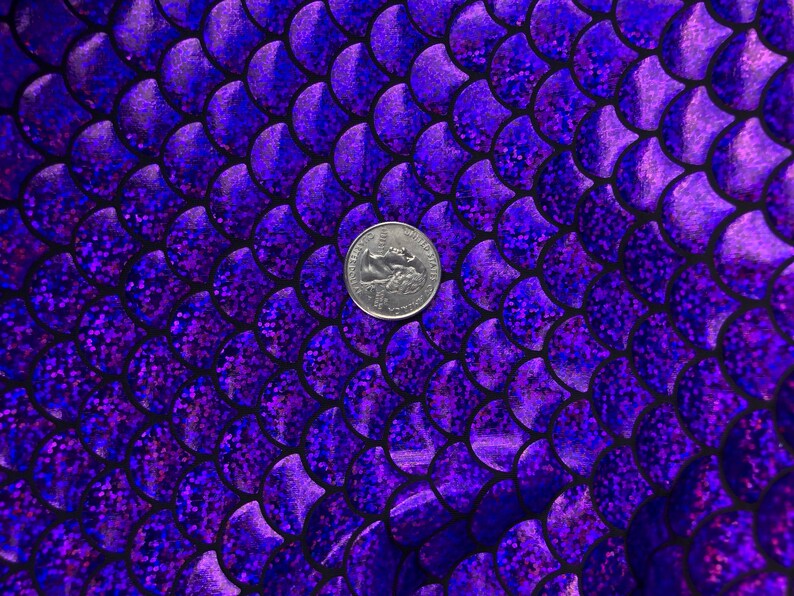 Purple Foil Hologram Fish Mermaid Scales Fabric on Black - Etsy