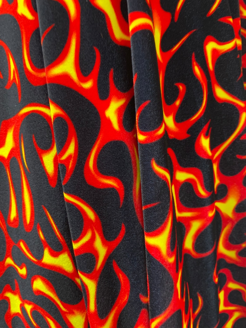 New Velvet Fabric Flames Print on Velvet 4-way Stretch Sold by Yard ...