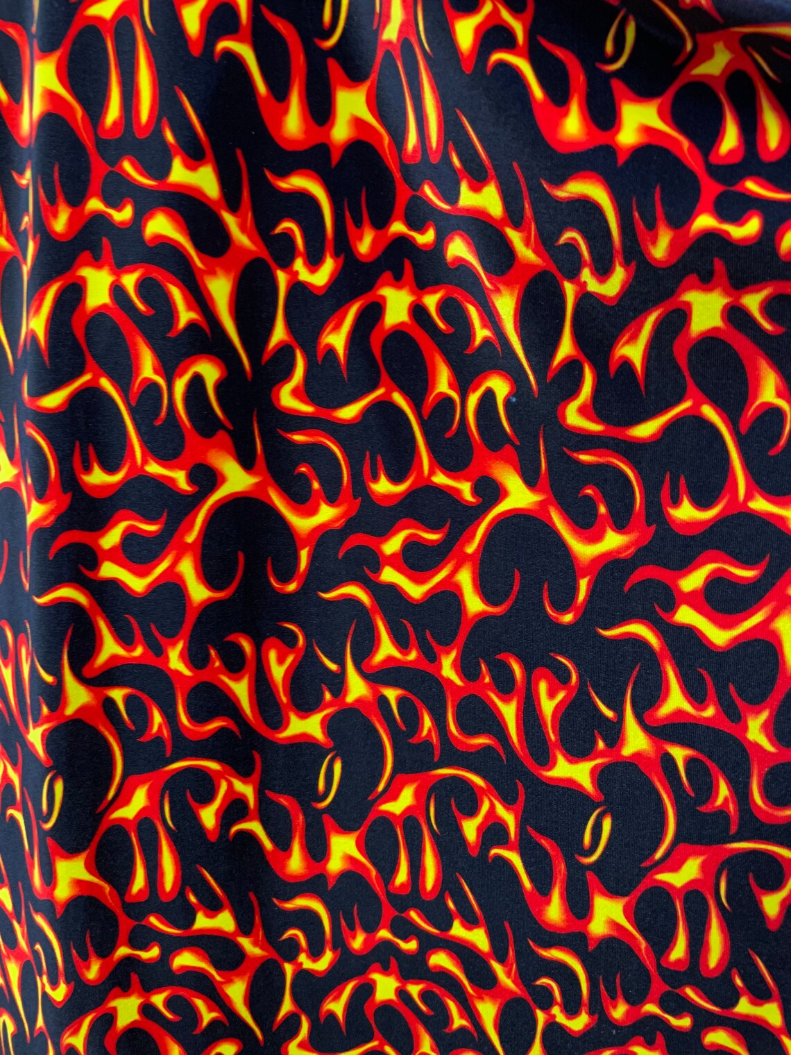 New Velvet Fabric Flames Print on Velvet 4-way Stretch Sold by Yard ...