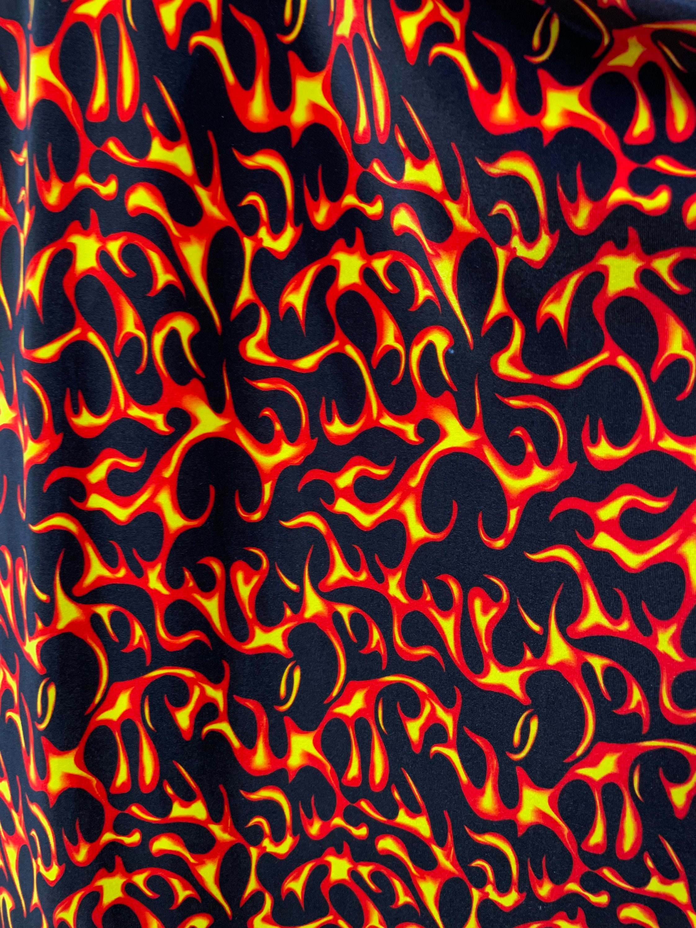 New Velvet Fabric Flames Print on Velvet 4-way Stretch Sold by Yard ...