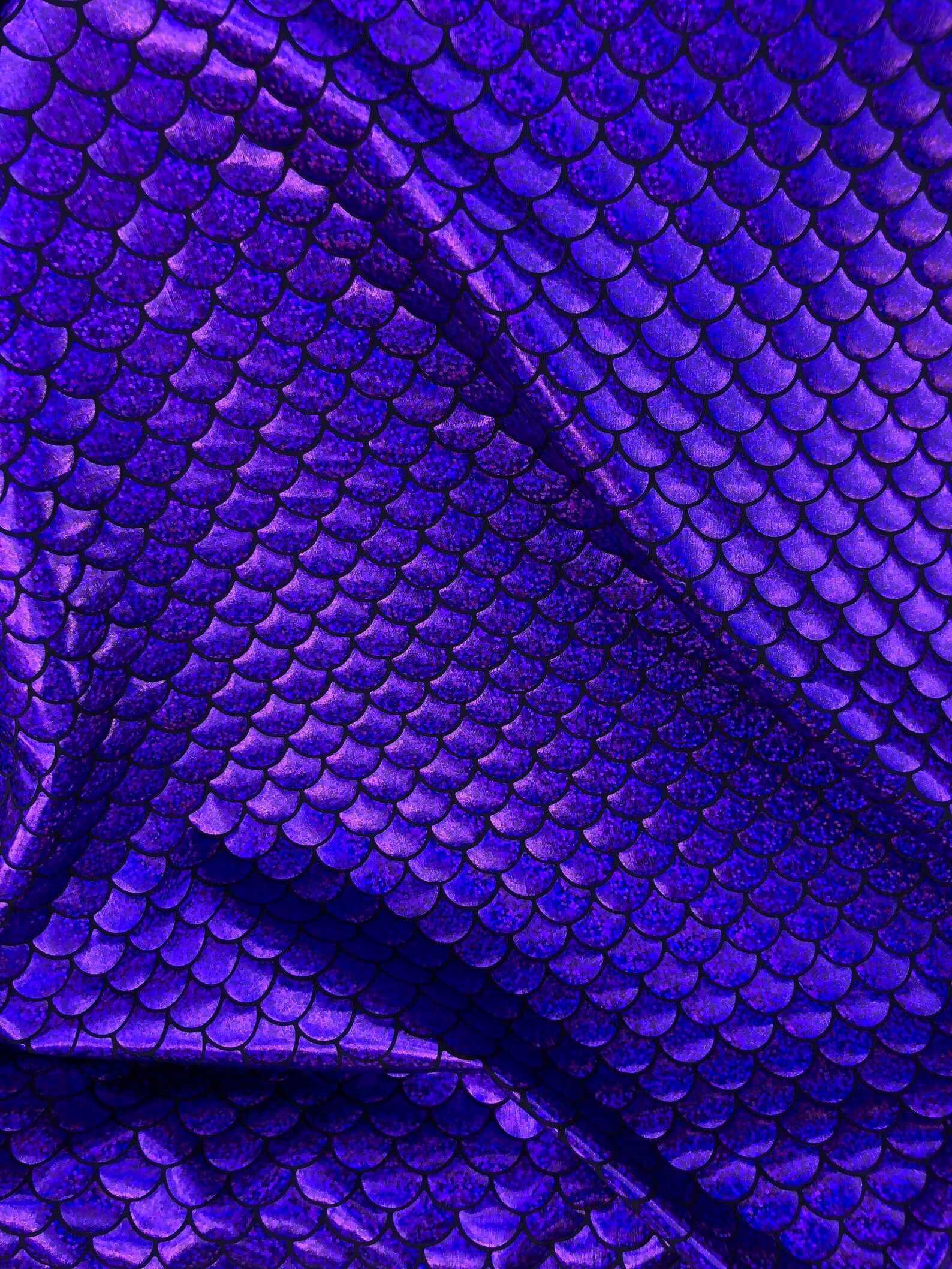 Purple Foil Hologram Fish Mermaid Scales Fabric on Black - Etsy