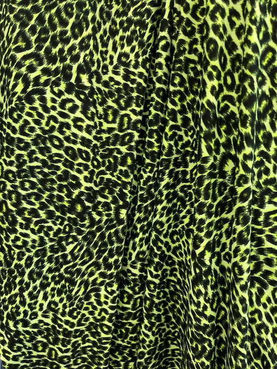 Neon Lime Cheetah Print Spandex Fabric Sold by Yard brushed - Etsy