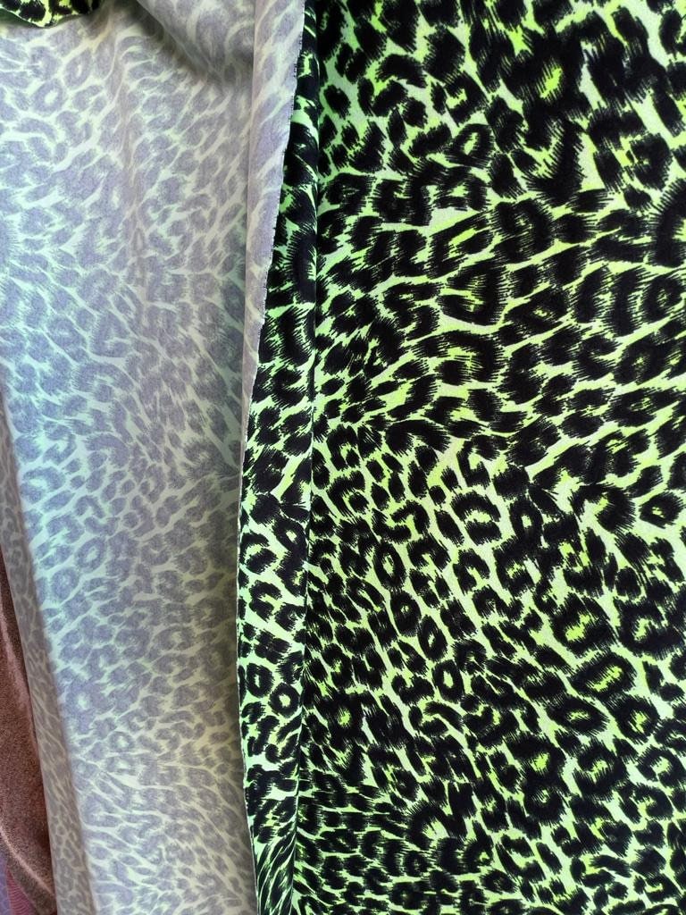 Neon Lime Cheetah Print Spandex Fabric Sold by Yard brushed - Etsy
