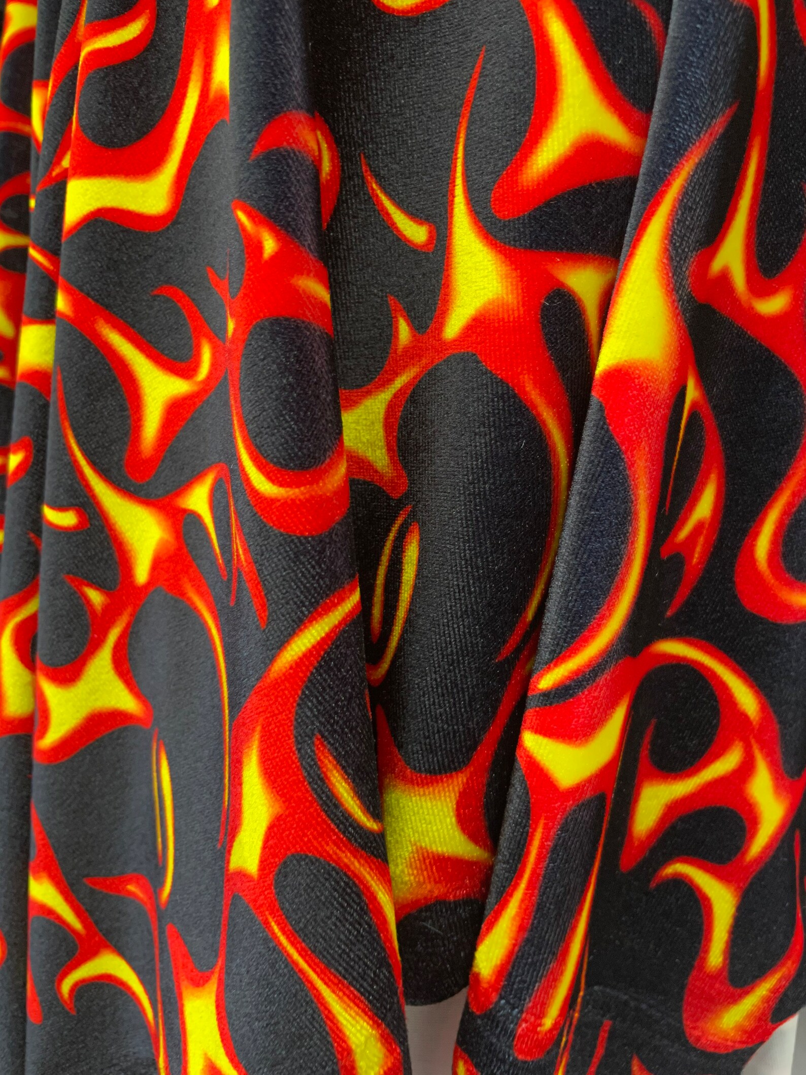 New Velvet Fabric Flames Print on Velvet 4-way Stretch Sold by Yard ...