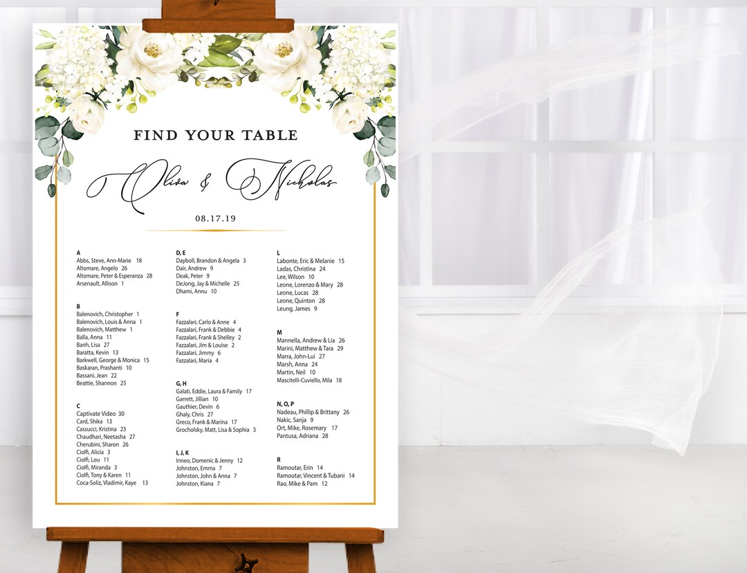 Wedding Seating Chart Personalized Seating Plan - Etsy