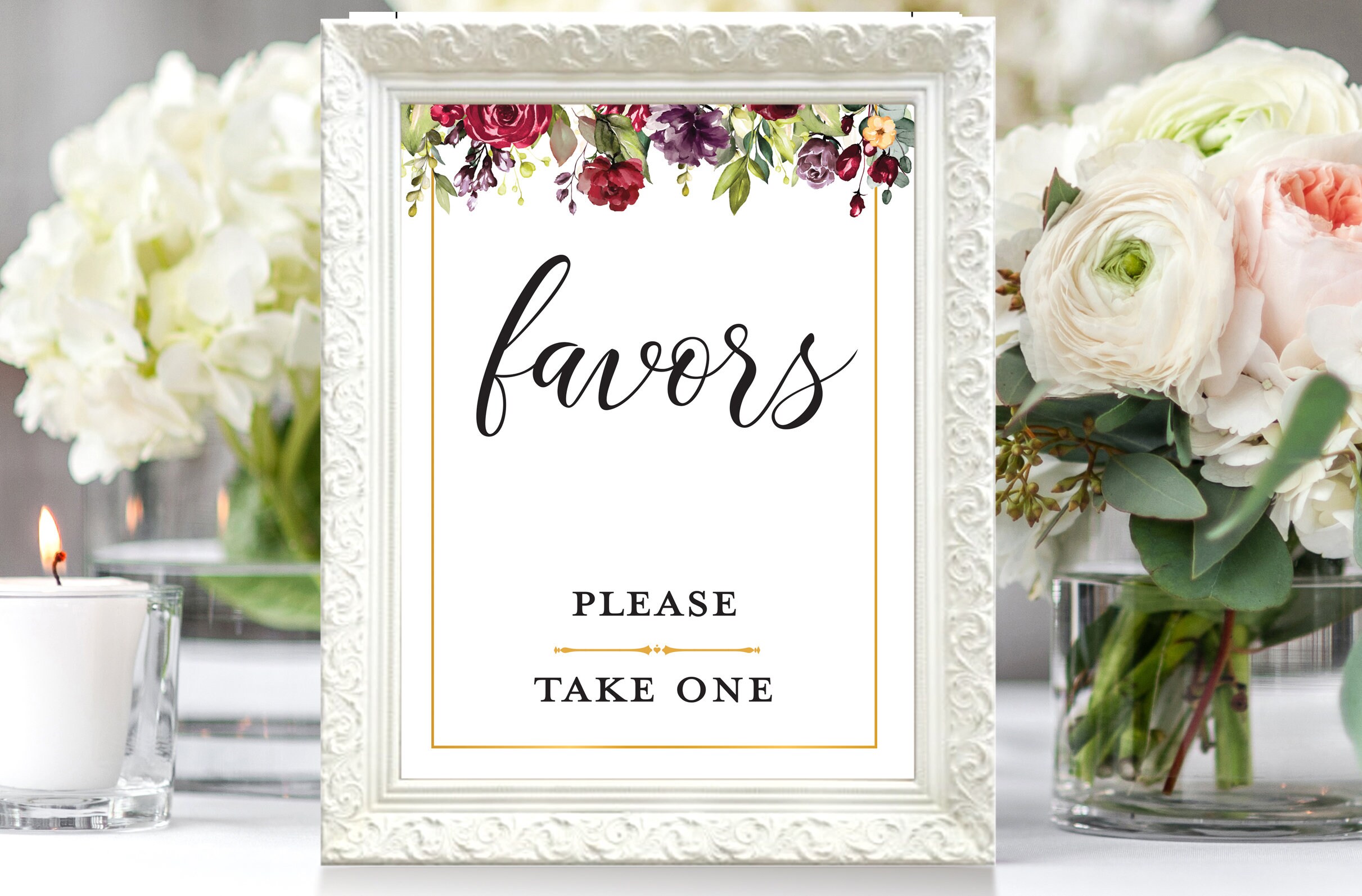 Wedding Favors | Wedding Favor Sign | 2 Sizes 5x7, 8x10 | Roses ...