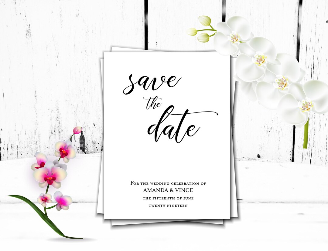 Save The Date Elegant Wedding Invitation Wedding Printable Etsy