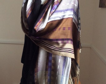 Luxury Neutral Palette Handwoven Silk Scarf Special Occasion Gift for ...