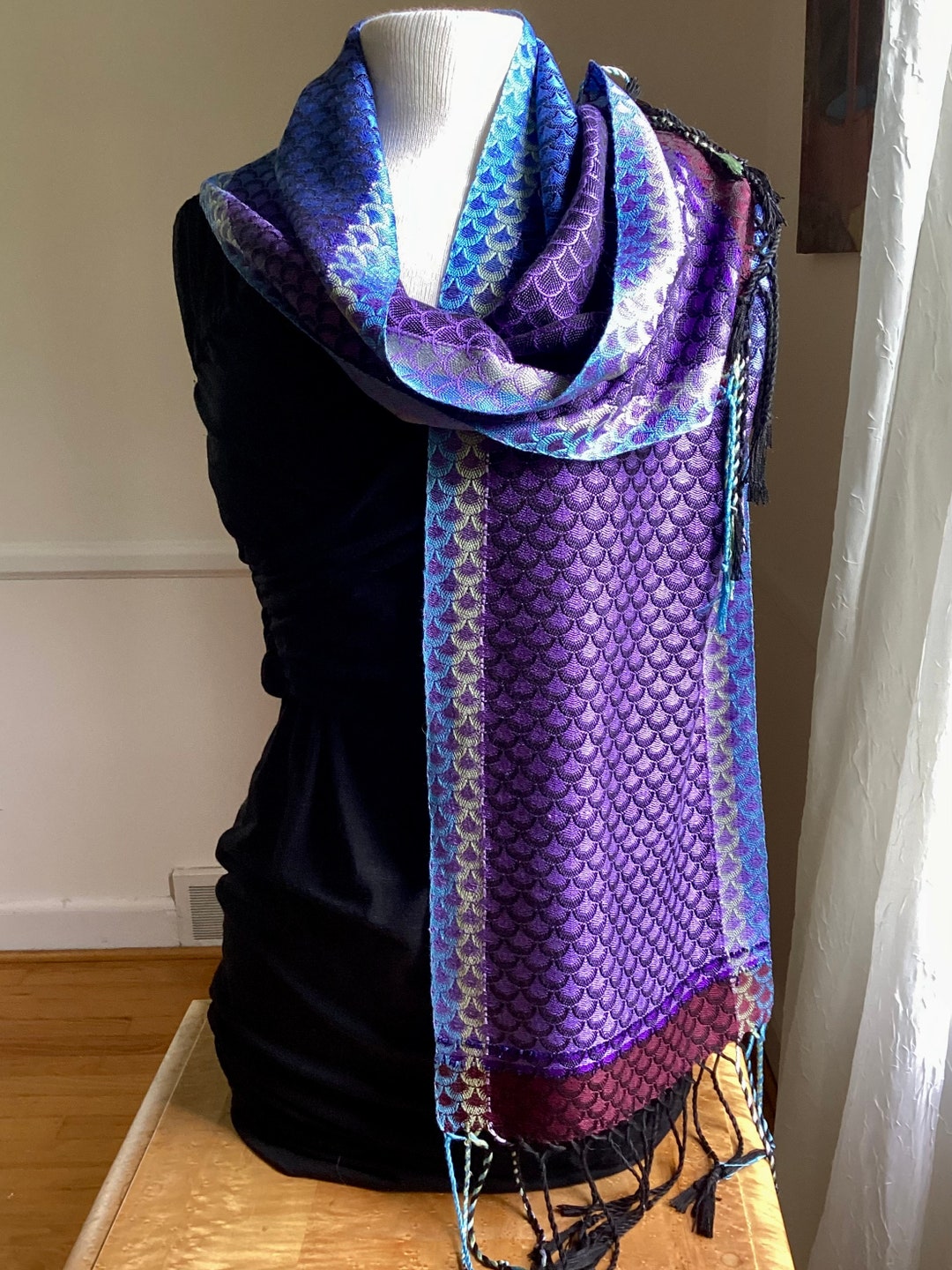 Dramatic Jewel-toned Silk Scarf - Etsy